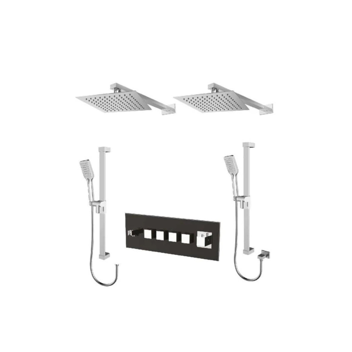 Nissima 4-way shower set Matte black/Chrome SLICK Collection ...