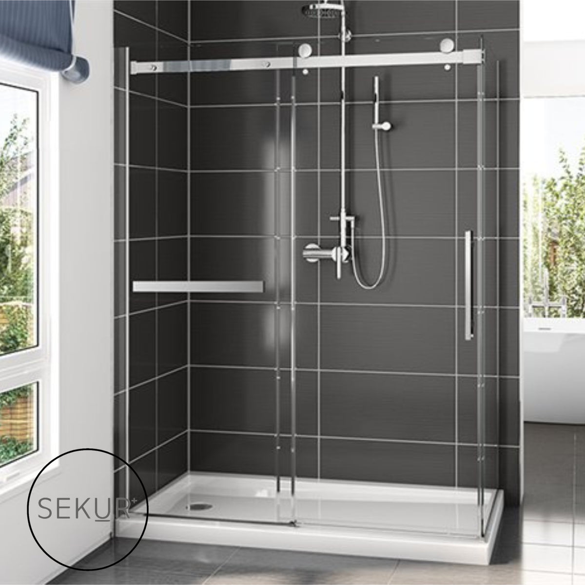2-sided sliding shower door Novara Plus Collection — Plomberie Mascouche