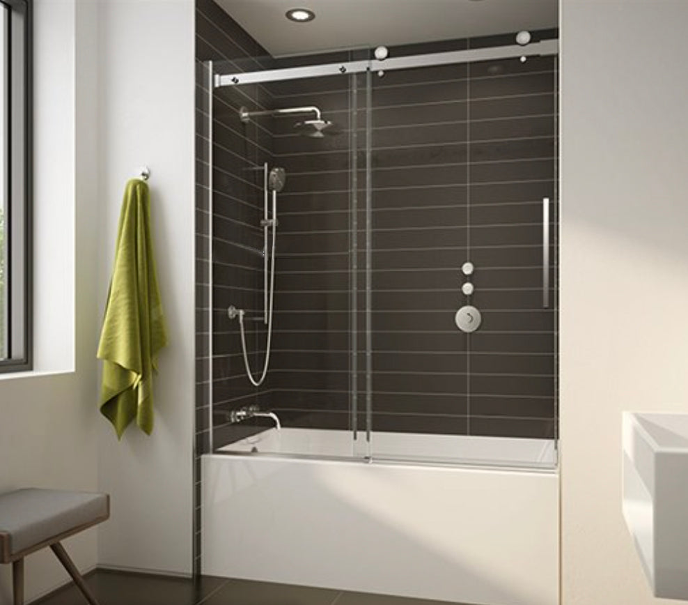 Sliding bath door Novara Plus Collection 60", chrome, right-hand closi ...