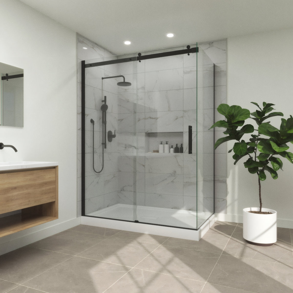 Duo base and 2-sided shower door 48" x 32" Collection D'Youville ...