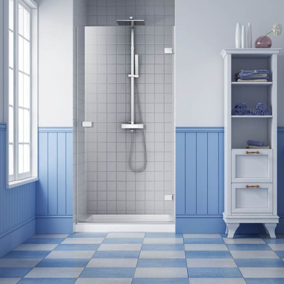 32" Chrome Alcove Shower Door Goccio Collection — Plomberie Mascouche