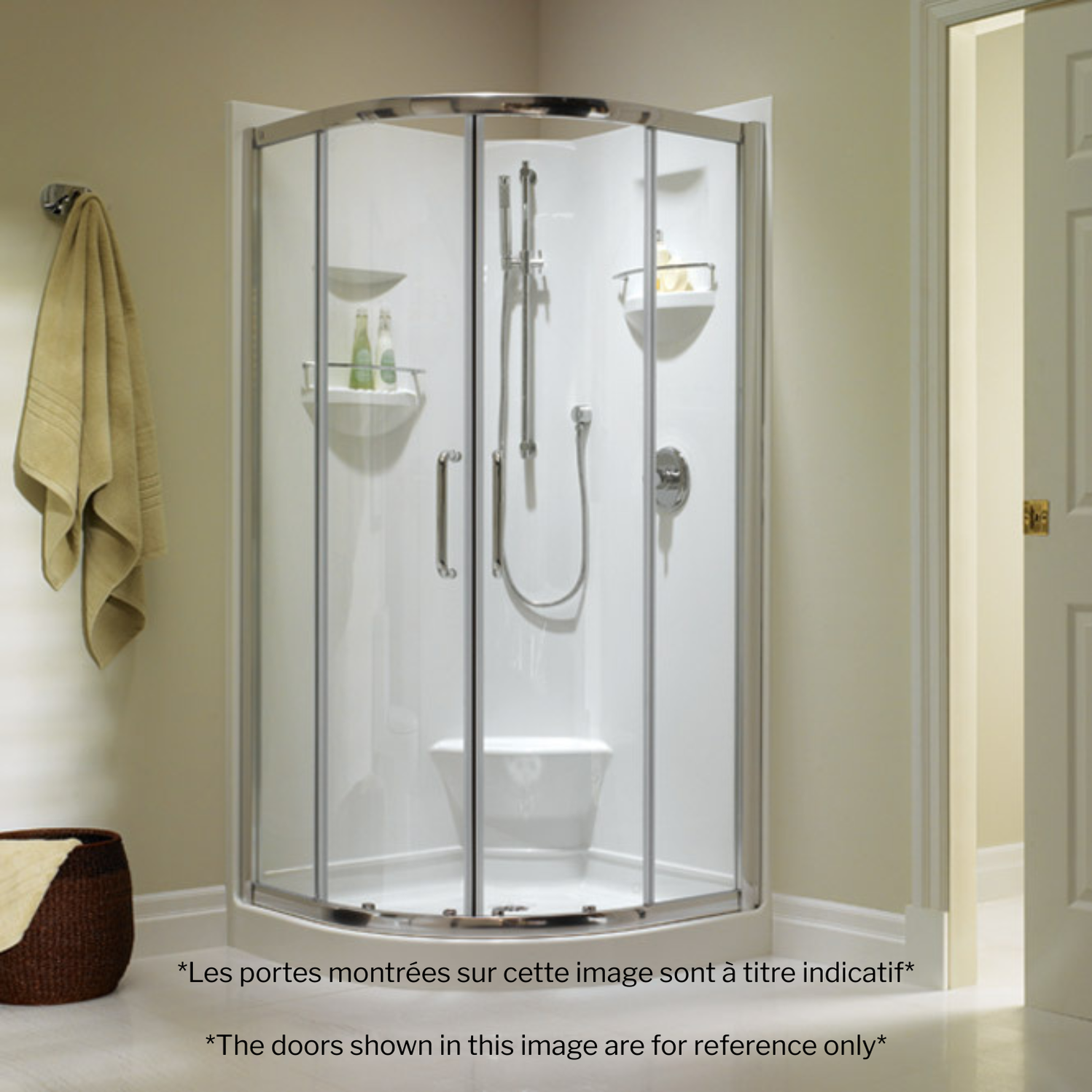 Neptune 36" neo-round shower enclosure — Plomberie Mascouche