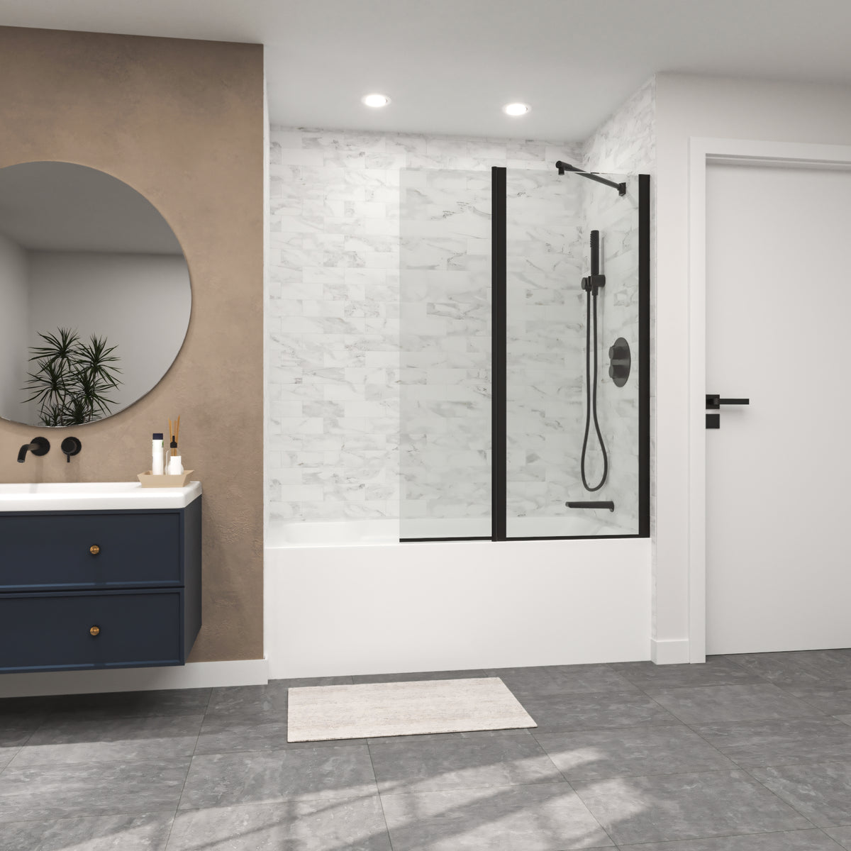 Bath screen with pivoting panel Robi Collection — Plomberie Mascouche