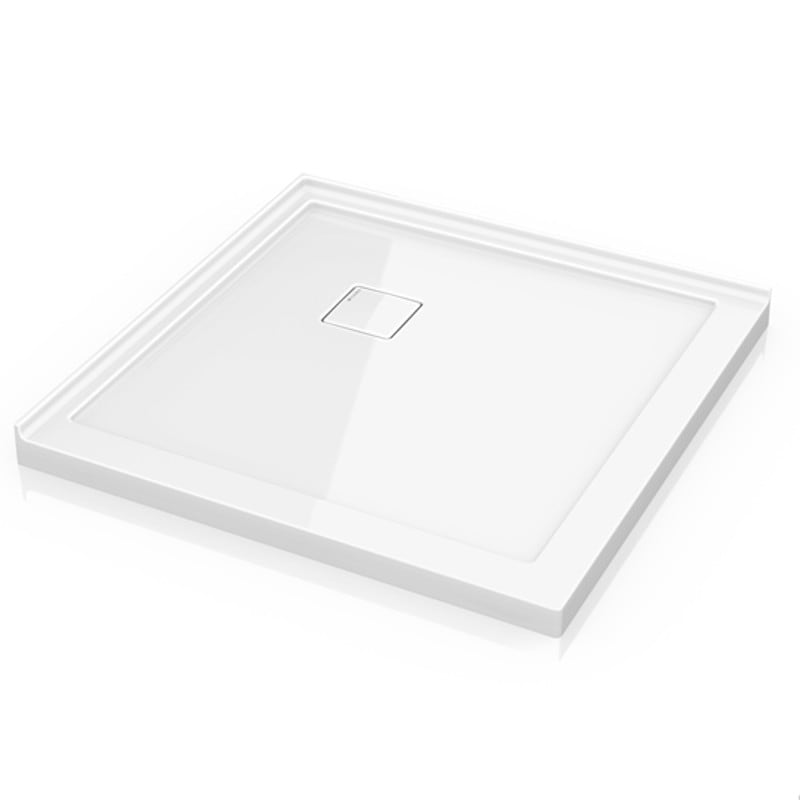 Base de douche carrée avec cache-drain en coin — Plomberie Mascouche