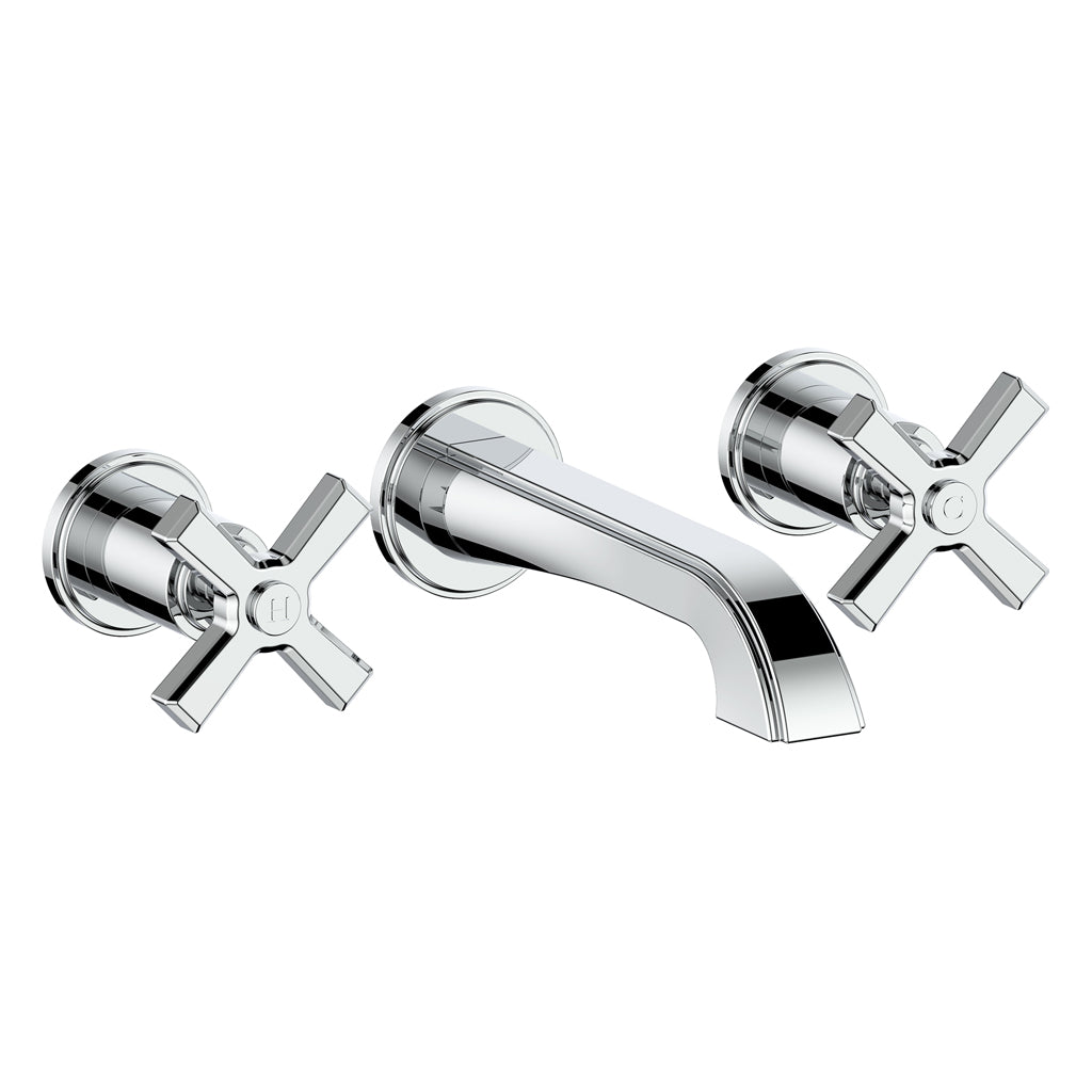 8" wall-mounted washbasin faucet with cross handles Collection Zehn ...