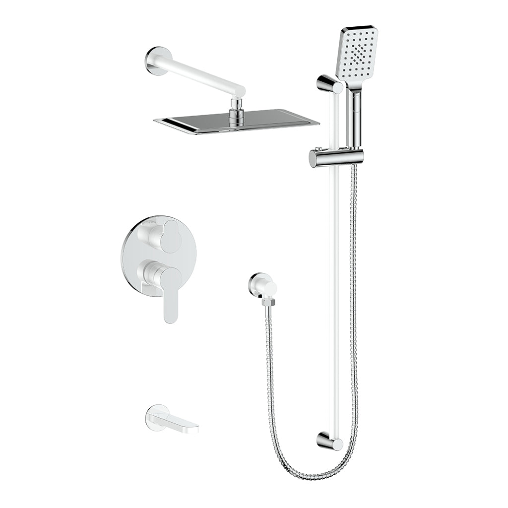 3-way shower set, glossy white and chrome finish, Lusten Collection ...
